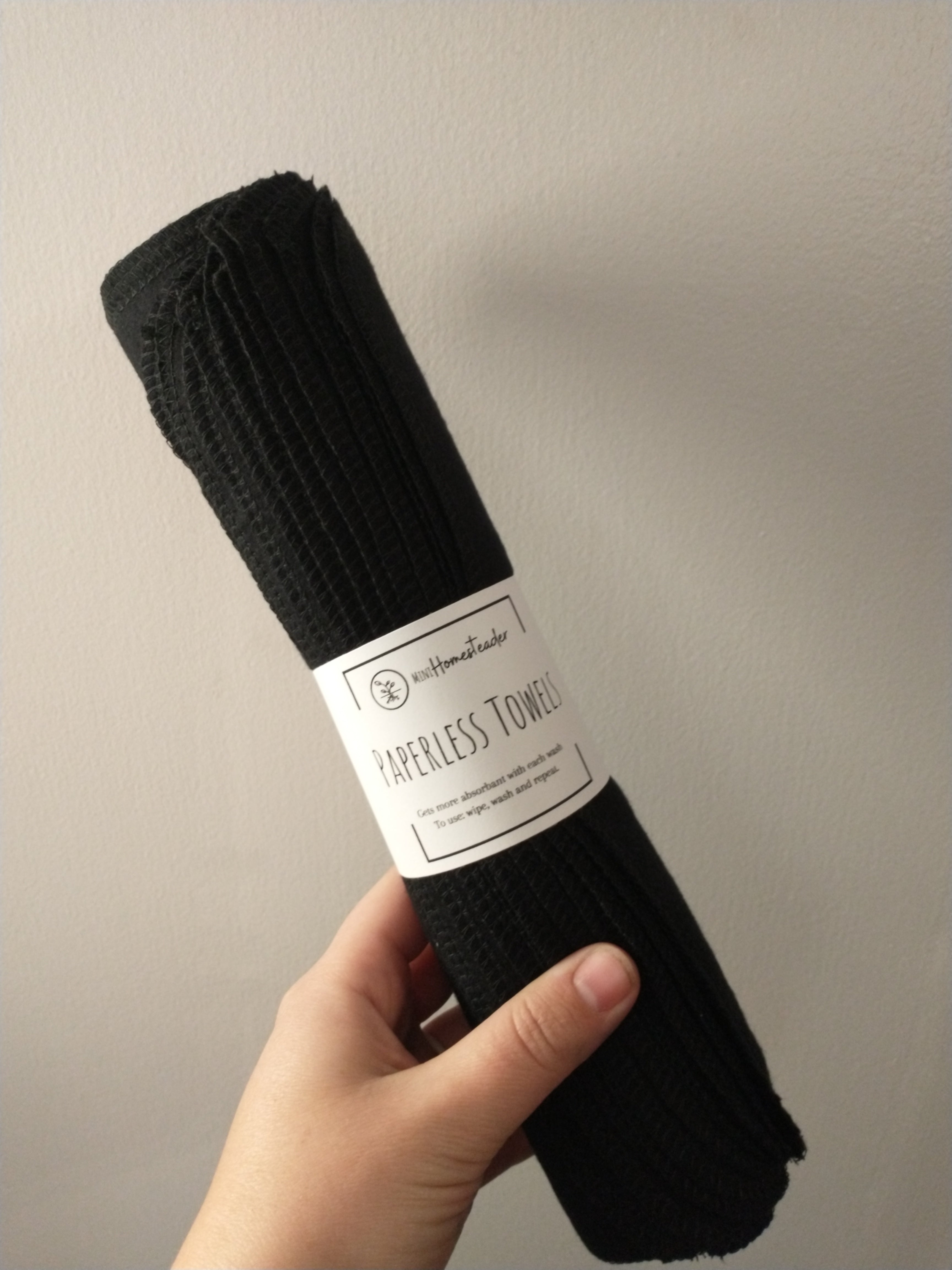 Solid Black Reusable Paperless Towels – Mini Homesteader